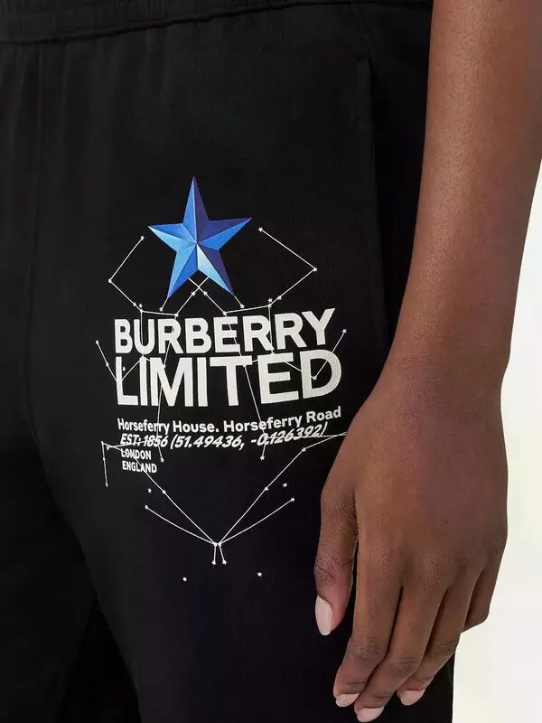 Burberry Logo Print Cotton Track Pants