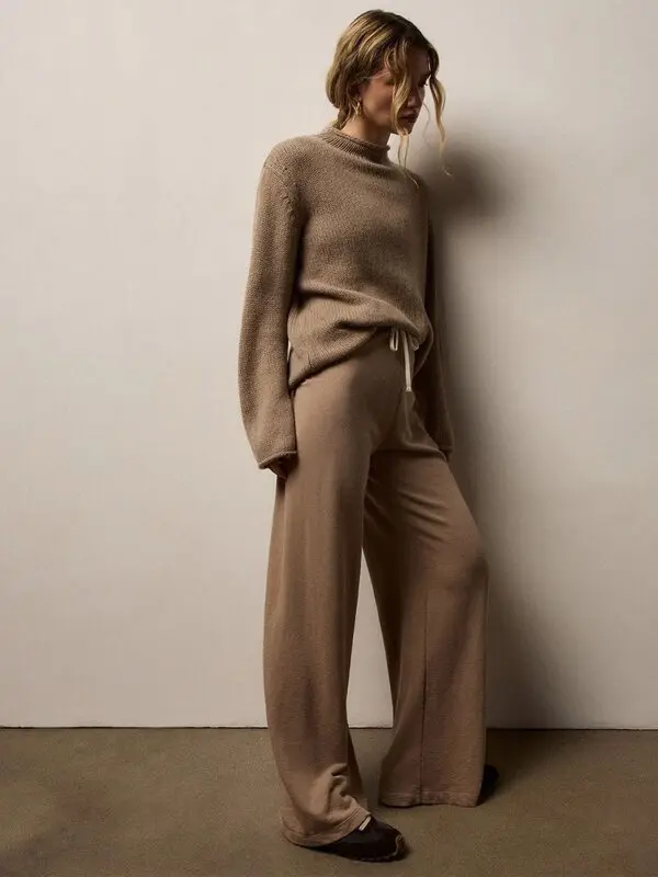 JAMES PERSE Vintage French Terry Wide Leg Sweatpants - Brown