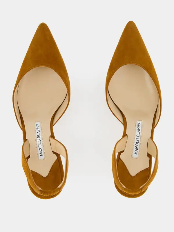 Manolo Blahnik Carolyne Suede Slingback Pumps