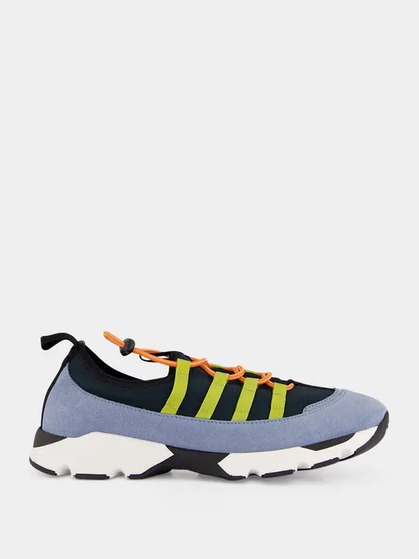 Marni Lycra And Suede Running Sneakers - Blue