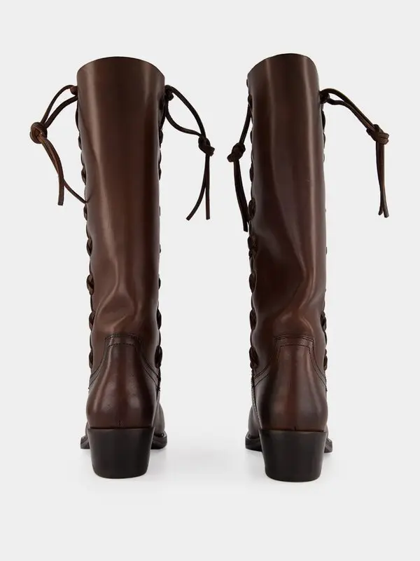 Paris Texas Chocolate Roxanne Leather Lace-up Boots - Brown