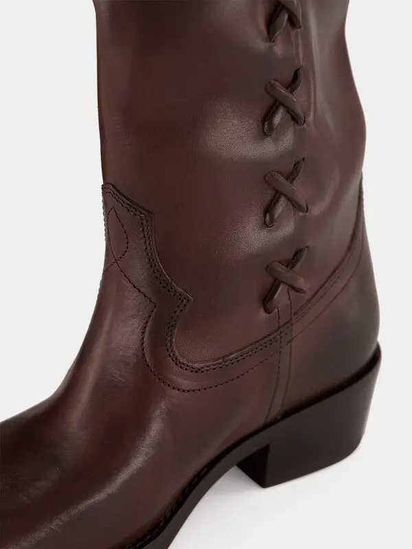 Paris Texas Chocolate Roxanne Leather Lace-up Boots - Brown
