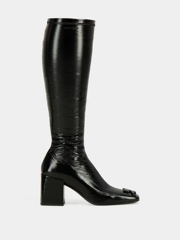 COURREGES Reedition Glossed Vinyl Knee-high Boots - Black