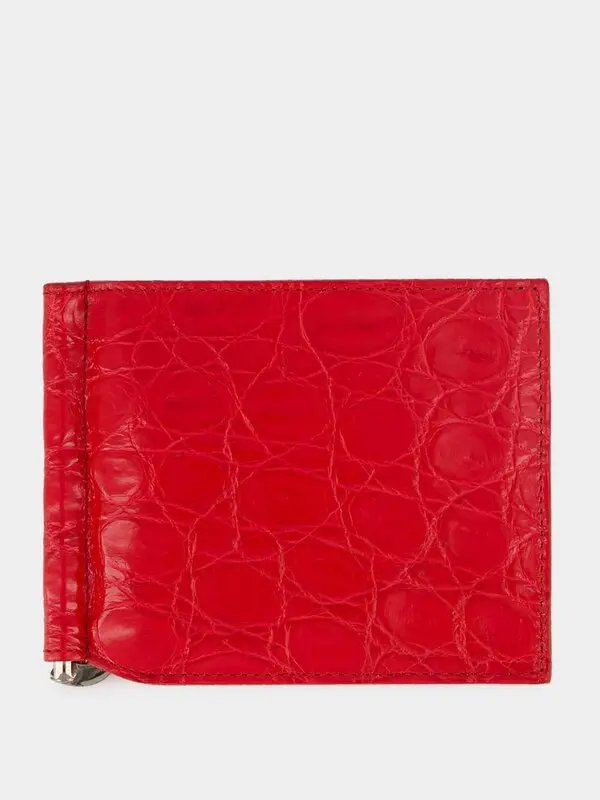 Dolce & Gabbana Bordeaux Caiman Leather Bifold Wallet - Red