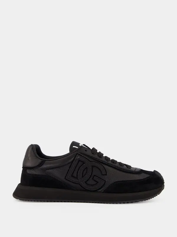 Dolce & Gabbana Dg Cushion Calfskin Leather Low Top Sneakers - Black