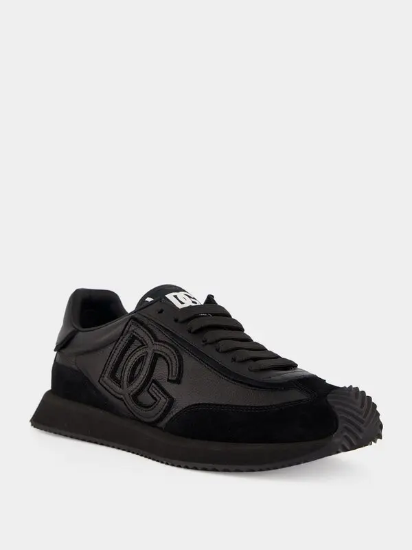 Dolce & Gabbana Dg Cushion Calfskin Leather Low Top Sneakers - Black