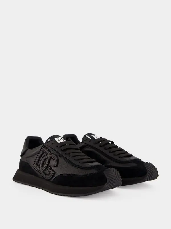 Dolce & Gabbana Dg Cushion Calfskin Leather Low Top Sneakers - Black