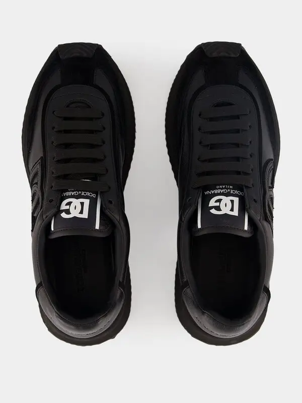 Dolce & Gabbana Dg Cushion Calfskin Leather Low Top Sneakers - Black
