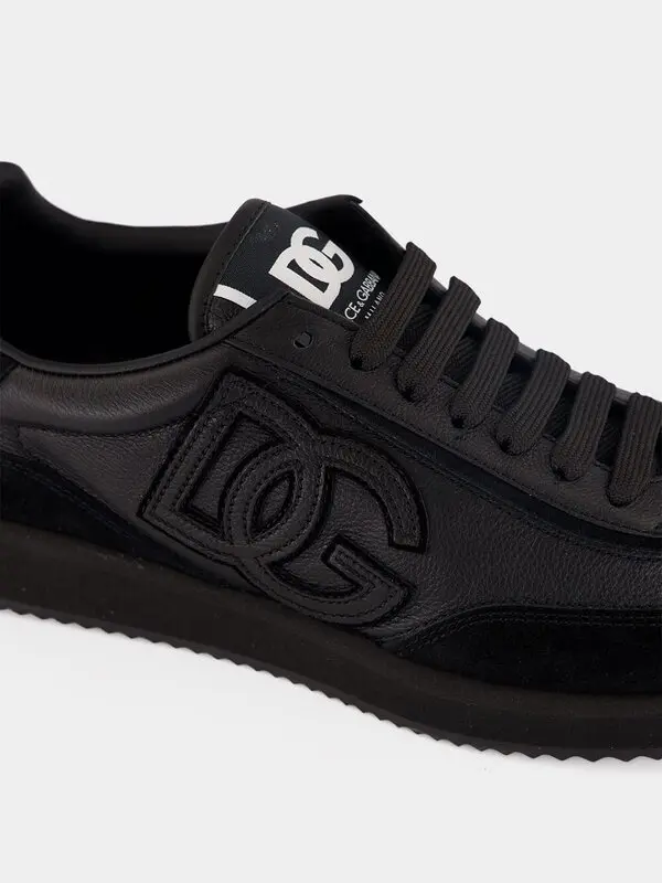 Dolce & Gabbana Dg Cushion Calfskin Leather Low Top Sneakers - Black