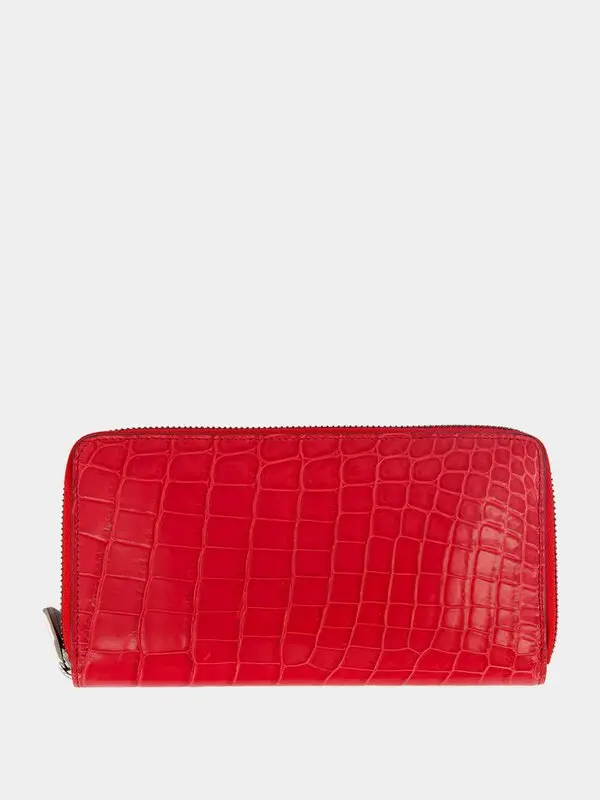 Dolce & Gabbana Crocodile Leather Zip Wallet - Red