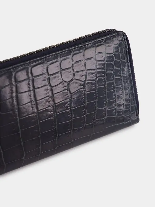 Dolce & Gabbana Night Crocodile Leather Zip Wallet