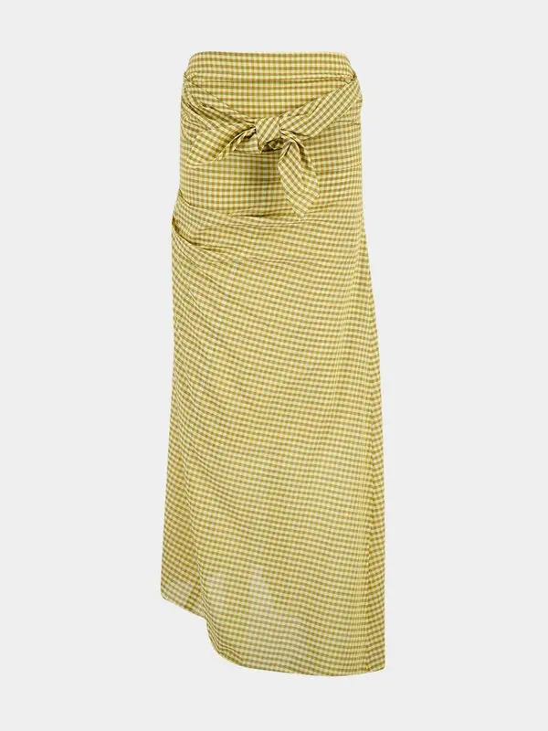 Auralee Strapless Gingham Check Cotton Dress - Yellow