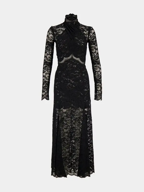 Rabanne High-neck Lace Maxi Dress