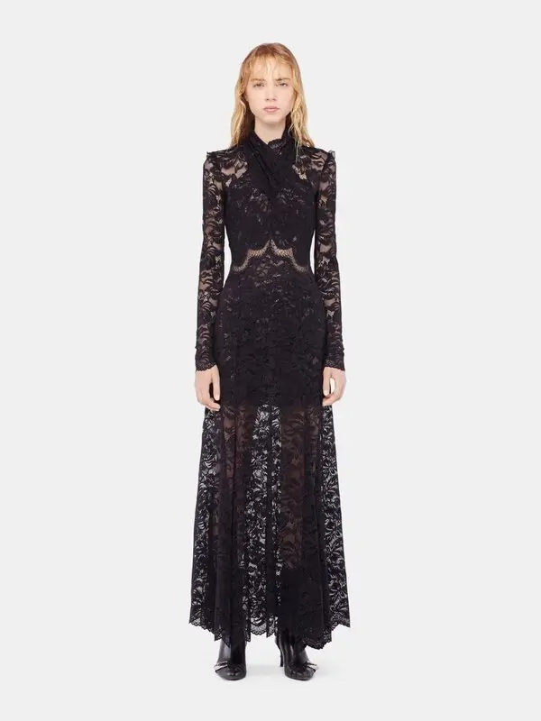 Rabanne High-neck Lace Maxi Dress