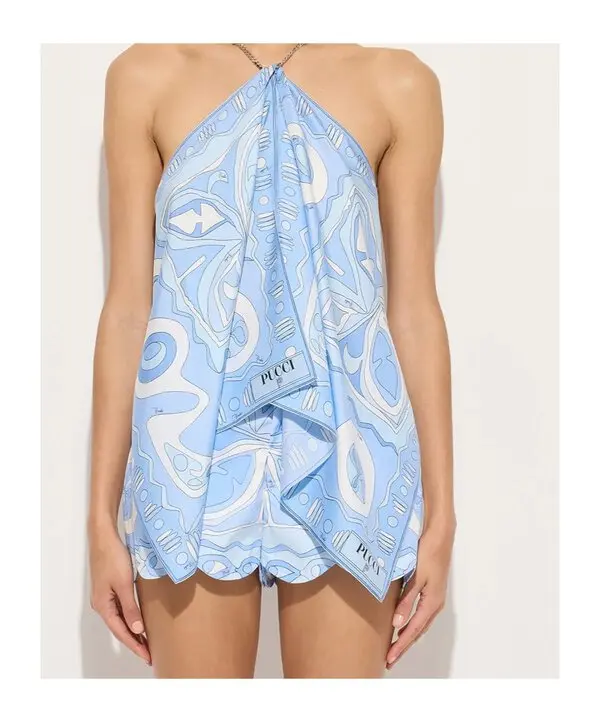 Emilio Pucci Printed Scarf Halterneck Top