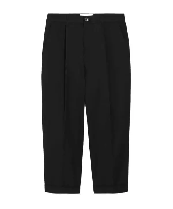 Ami Belted Casual Pants With Pleated Cuffs - Black
