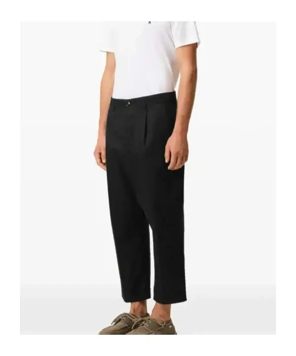 Ami Belted Casual Pants With Pleated Cuffs - Black