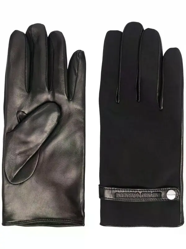 Emporio Armani Classic Leather Gloves - Black