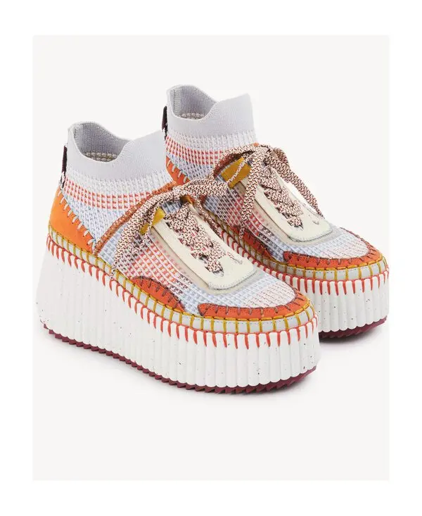Chloé Nama Lace-up Wedge Sneakers