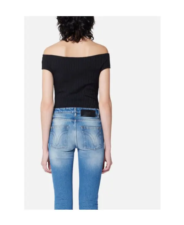 AMI Paris Off-shoulder Ribbed Knit Bodysuit