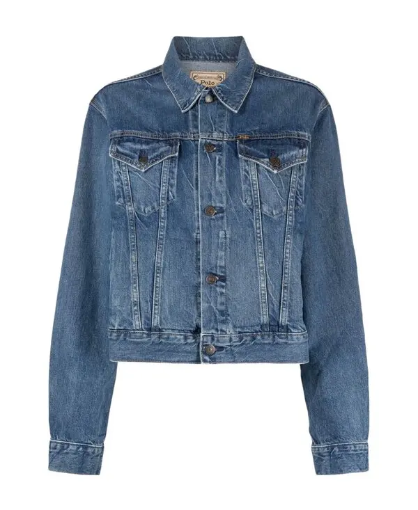 Polo Ralph Lauren Logo Patch Cropped Jacket - Blue
