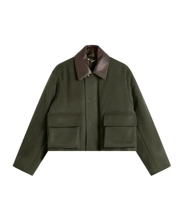 Auralee Long-sleeved Jacket With Detachable Leather Collar
