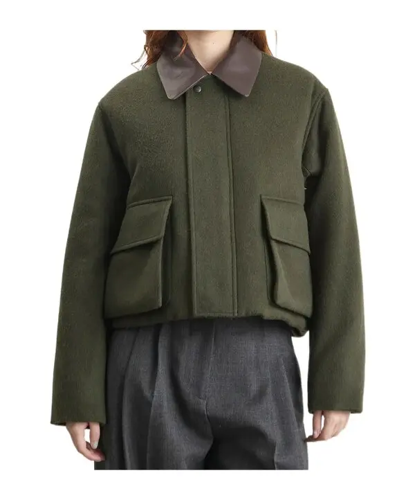 Auralee Long-sleeved Jacket With Detachable Leather Collar
