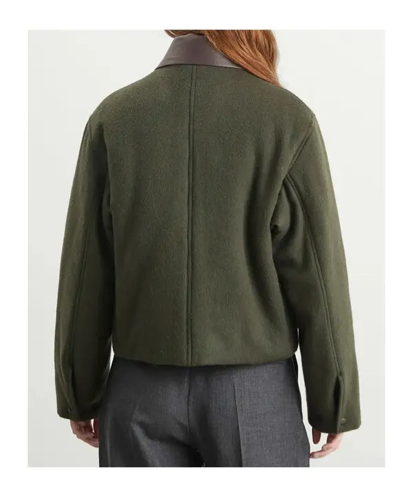 Auralee Long-sleeved Jacket With Detachable Leather Collar