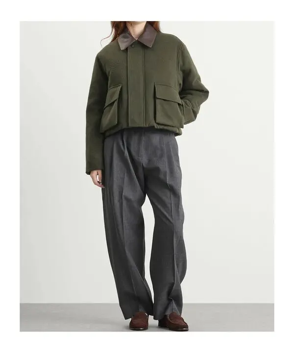 Auralee Long-sleeved Jacket With Detachable Leather Collar