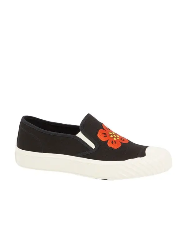 Kenzo Floral Embroidered Slip-on Sneakers - Black