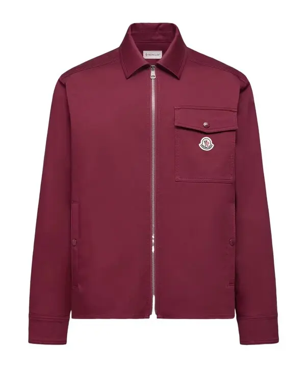 Moncler Cotton Blend Gabardine Shirt Jacket - Wine Red