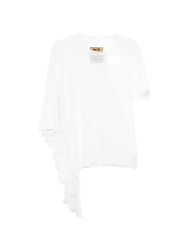 UMA WANG Asymmetrical Sleeve T-shirt - White