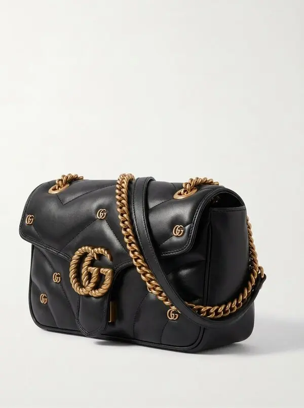Gucci Gg Marmont Logo Plaque Small Shoulder Bag