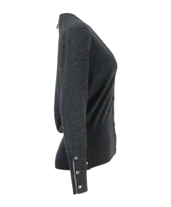 Thom Browne V-neck Cardigan With Four-bar Detail - Medium Gray