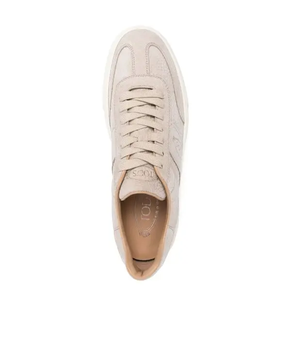 TOD'S Round Toe Lace-up Sneakers - Nude