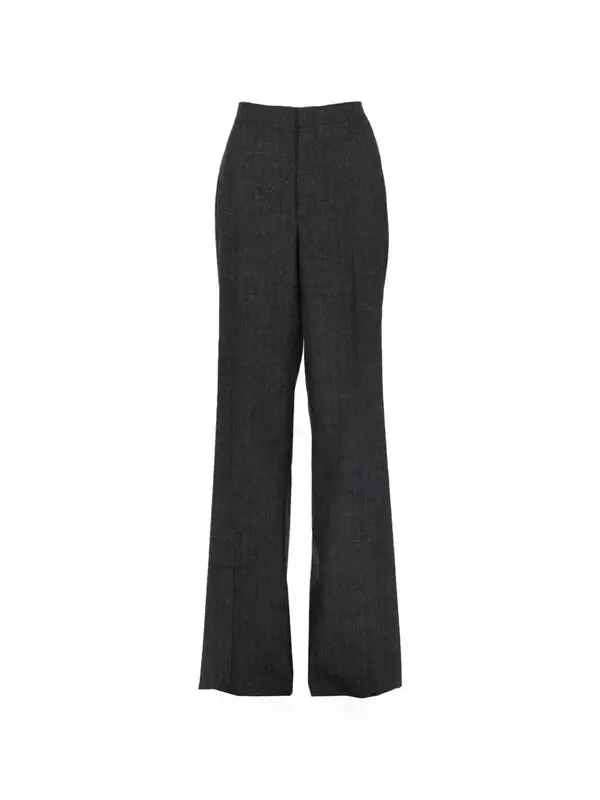 Tagliatore Charcoal Herringbone Pressed Crease Wide Leg Trousers