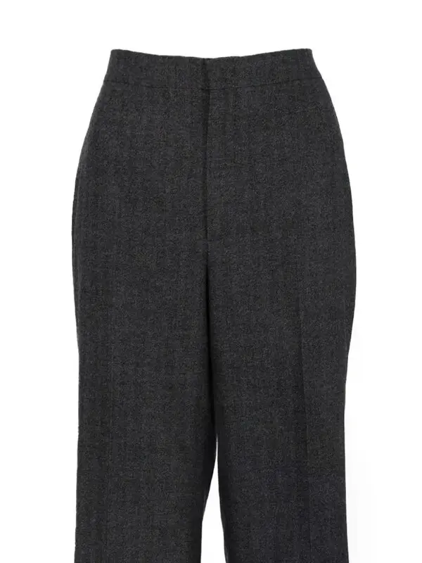Tagliatore Charcoal Herringbone Pressed Crease Wide Leg Trousers