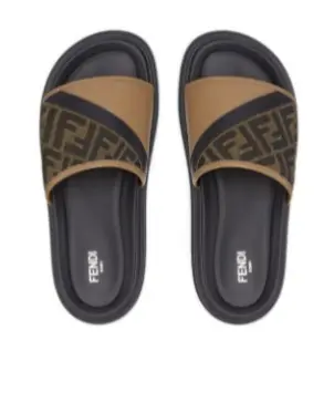 Fendi Diagonal Ff Jacquard Slides