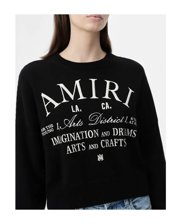 Amiri Round Neck Logo Patterned Sweater