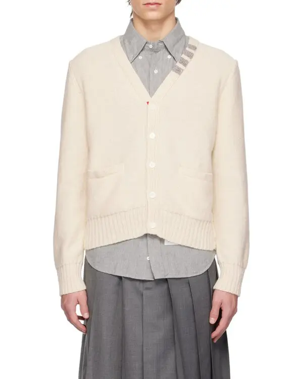 Thom Browne V-neck Cardigan With Striped Details