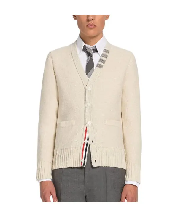 Thom Browne V-neck Cardigan With Striped Details