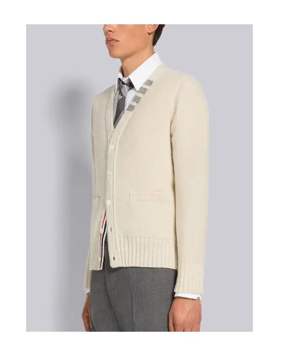 Thom Browne V-neck Cardigan With Striped Details