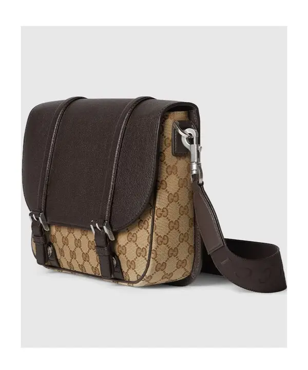 Gucci Monogrammed Crossbody Bag With Buckle Detail