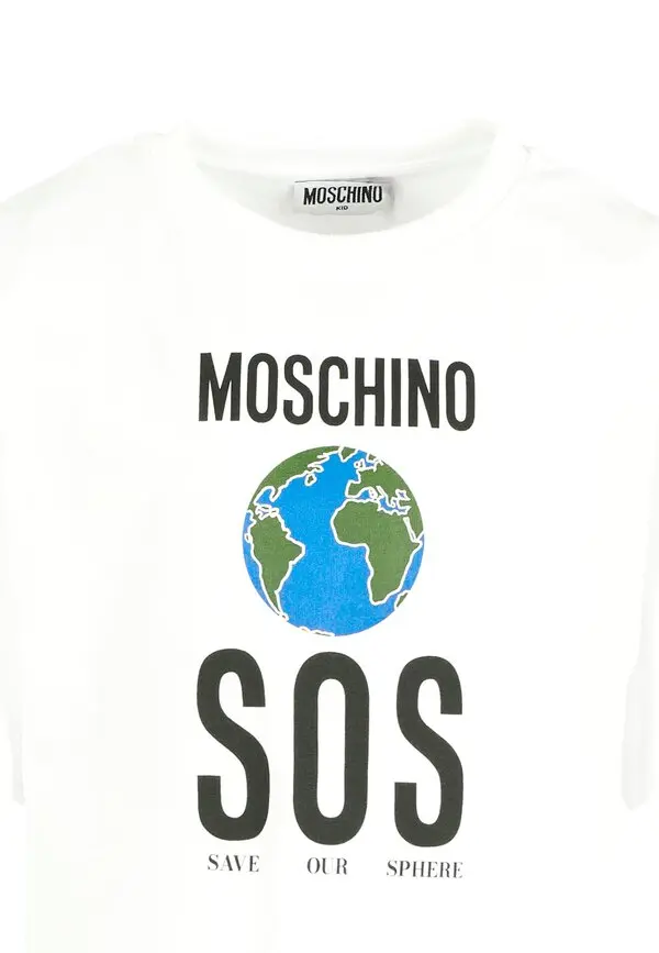 Moschino Short Sleeve T-shirt With Globe Print