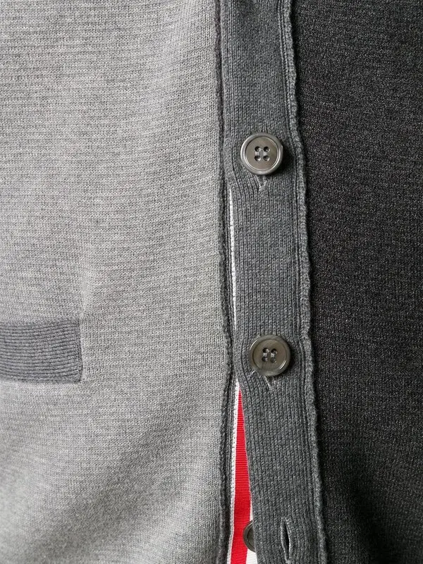 Thom Browne Color-block V-neck Cardigan With Striped Details - Black