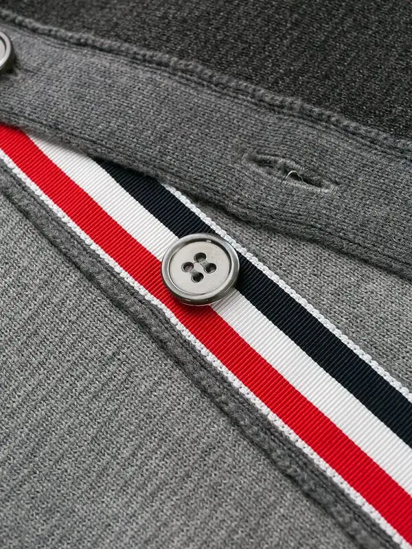 Thom Browne Color-block V-neck Cardigan With Striped Details - Black