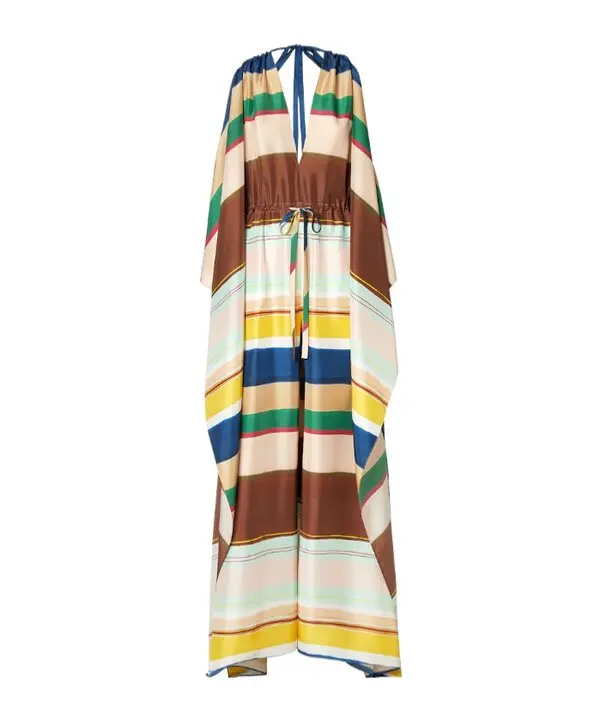 Fendi Striped Silk Habotai Jumpsuit - Multicolour