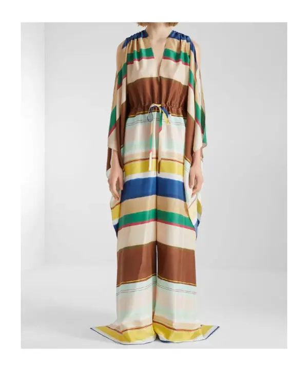 Fendi Striped Silk Habotai Sleeveless Jumpsuit