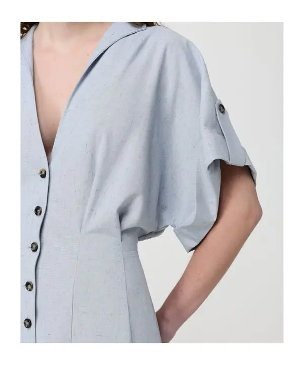 Alberta Ferretti Short-sleeved V-neck Midi Dress - Blue
