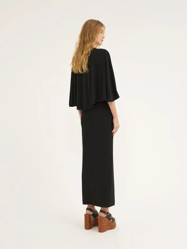 Chloé Cape Effect Crepe Maxi Dress With Front And Rear Zippers